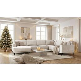 OTTO home Wohnlandschaft &raquo;OLAND U-Form, XXL, B: 342 cm, Skandi-Design&laquo; Skandi-Design in Struktur, Flachgewebe, Luxus-Microfaser, Boucle braun 100% 