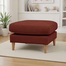 OTTO home Pouf &raquo;Finnian&laquo; Polsterhocker 70x70 cm, Chenille-Bezug, Massivholzf&uuml;&szlig;e Holz teilmassiv