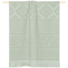 Pad Strandtuch &raquo;HARLEM&laquo; Made in Europe, Ton in Ton gestreift, mit Ornamenten, mit Fransen Dusty Mint Obermaterial: 100% Baumwolle B/L: 100 cmx180 cm