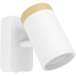 Eglo Deckenspot &raquo;CONSUMA Spotlampe - Stahl, Holz - GU10 - 1X3W - IP44&laquo; GU10 1 Stk. Wandleuchte, Wandspot, schwenkbar, Strahler, L6 x H11 x AL11, 5...