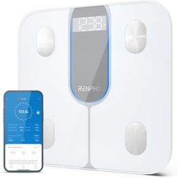 RENPHO K&ouml;rper-Analyse-Waage &raquo;Elis 1C Smart Body Scale A033&laquo; Smarte K&ouml;rperanalysewaage mit 13 essentiellen K&ouml;rpermessungen wei&szlig;
