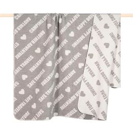 Pad Wohndecke &raquo;TRAVELLER, Bulli&laquo; Made in Europe, Wendefunktion, mit Schriftzug & Fransen, 150x200 cm light grey Obermaterial: 60% Baumwolle, 40%...