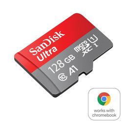 Sandisk Speicherkarte &raquo;microSDXC Ultra, + SD-Adapter f&uuml;r Chromebooks&laquo; (128 GB Class 10 140 MB/s Lesegeschwindigkeit) grau A1-Einstufung f&uuml;r...