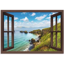 Artland Alu-Dibond-Druck &raquo;K&uuml;stenweg in Nordirland durchs Fenster&laquo; Meer Bilder 1 Stk. tlg. f&uuml;r Innen- und Au&szlig;enbereich geeignet, Outdoorbild Farbe...