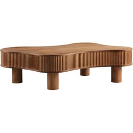 Salesfever Couchtisch &raquo;Wohnzimmertisch organisch mit Massivholz-Lamellen 115 x 75 cm&laquo; 1 Stk. tlg. Stilvoller & moderner Holztisch mit Echtholzfurnier 