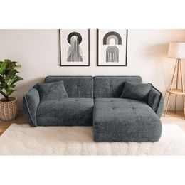 Home Affaire Ecksofa &raquo;MIRELDA L-Form mit Steppungen, Recamiere rechts/links, Breite 253 cm&laquo; elegant und bequem, enth&auml;lt 2 Zierkissen, belastbar bis 