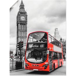 Artland Poster &raquo;London Bus und Big Ben&laquo; Geb&auml;ude 1 Stk. tlg. ohne Rahmen rot Papier