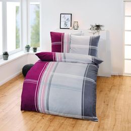 Kinzler Bettw&auml;sche &raquo;Mikrofaser Fleece&laquo; 2 tlg. tlg. besonders weich, verschiedene Karo Muster Karo beere Obermaterial: 100% Polyester B/L: 135 cm x...