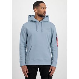 Alpha Industries Kapuzensweatshirt &raquo;BACK PRINT HOODY&laquo;, Baumwollmischung, regular fit greyblue L L Alpha Logo Druck auf der Kapuze und R&uuml;cken