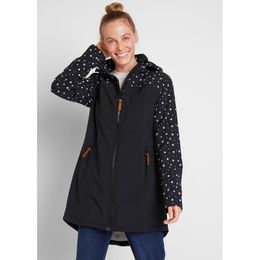 bonprix Damen bonprix Softshelljacke mit Kapuze Winterjacke mit Kapuze und Teddyfell schwarz 38