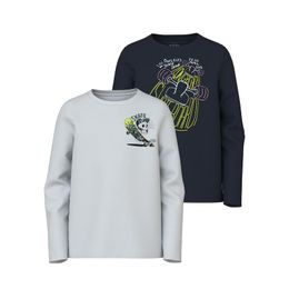 name it Langarmshirt &raquo;NKMVUX 2P LS TOP&laquo; Packung, 2er-Pack, 2 Stk. Navy Blazer Pack:Bright White/Skate 158/164 158/164 Bedrucktes Design: Modisch...