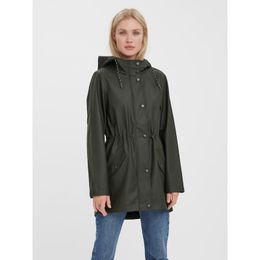 V&eacute;ro Moda Vero Moda Damen Regenjacke &raquo;VMMALOU COATED JACKET&laquo; mit Kapuze Lederimitat schwarz XS