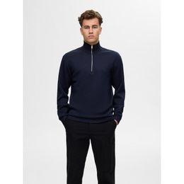Selected Herren Selected Sweatshirt &raquo;SLHEMANUEL SOFT ZIP HIGH NECK SWEAT NOOS&laquo; blau XXL