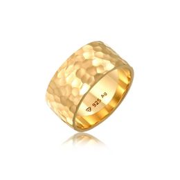 Elli Damen Fingerring &raquo;Breit Bandring Geh&auml;mmert Matt Schmuck Geschenk 925er Silber&laquo; gold
