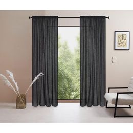 LeGer Home by Lena Gercke Gardine &raquo;Marusha&laquo; Stangendurchzug 1 Stk. tlg. 1 Schal, Leinenoptik, grob gewebt, verschiedene Gr&ouml;&szlig;en schwarz Polyester