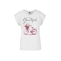 CLOUD 5IVE T-Shirt »Ladies Grateful/Bike05 Tee« 1 Stk. white S S Locker sitzender Schnitt mit regularer Länge und extra kurzen, aufgekrempelten Ärmeln