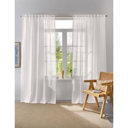 Home Affaire COLLECTION Vorhang &raquo;Linsdorf&laquo; Multifunktionsband 1 Stk. tlg. Leinenstruktur, halbtransparent wollwei&szlig; Obermaterial: 100% Polyester 160 cm