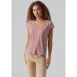 V&eacute;ro Moda Vero Moda Damen V-Shirt &raquo;VMFILLI SS V-NECK TEE GA NOOS&laquo; Materialmix, relaxed fit rosa S