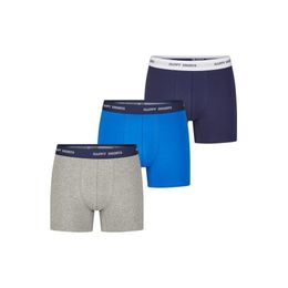 Happy Shorts 3er-Set: Boxershorts in Blau/ Grau/ Dunkelblau | Gr.: L