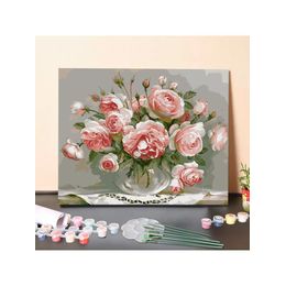 ARTNANAS DIY Malen nach Zahlen Set-"Rosa Rosen" | Gr.: 30x40 ohne Rahmen