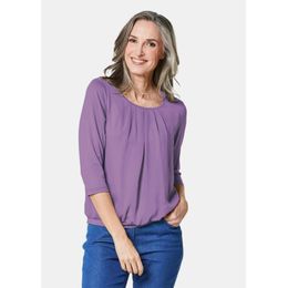 GOLDNER Kurzgr&ouml;&szlig;e: Blusenshirt Chiffon-Shirt mit 3/4-Arm, Rundhals in erika | Gr.: 21