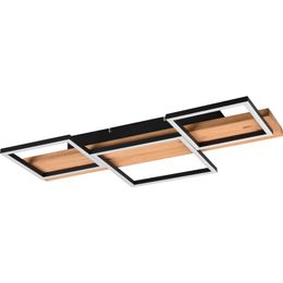 Trio LEUCHTEN LED Deckenleuchte "Harper", schwarz (schwarz matt), 1, H: 7,5cm, 1 Stk., Leuchten, Deckenlampe aus Holz + Metall LED mit 3 Dimmstufen, warmwei&szlig;, 4000 Lm, LED Deckenleuchte