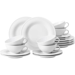 Teeservice Seltmann Weiden "Geschirr-Set Beat", weiß, 18 Stk., Porzellan, Geschirr-Sets, Teetassen, Rillendekor, 18 Teile, für 6 Personen