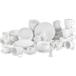 Kombiservice Creatable "Geschirr-Set Luna", weiß, 80 Stk., Porzellan, Geschirr-Sets, Kombiservice, Service, weiß, Großzusammenstellung, 80 Teile, für 8 Personen