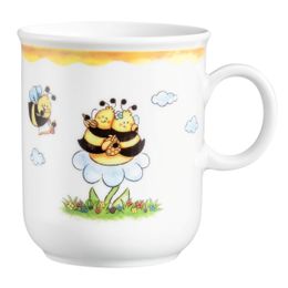 Becher Seltmann Weiden "Compact, Flei&szlig;ige Bienen", bunt (wei&szlig;, bunt), H:9cm &Oslash;:7,5cm, Porzellan, Trinkgef&auml;&szlig;e, Becher, Becher mit Henkel 0,25 l