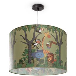 Paco Home Pendelleuchte "Diamond 638", schwarz, 1, Ø 45,5cm H: 27cm, Leuchten, Kinderlampe Deckenlampe LED Kinderzimmer Dschungel Tier-Motiv E27, Pendelleuchte