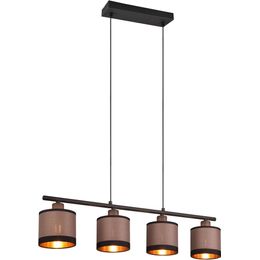 REALITY LEUCHTEN Pendelleuchte "DAVOS, Hängeleuchte 4-flammig exkl 4x E14 max 10W höhenverstellbar", schwarz (schwarz matt taupe), 4, Ø 12cm H: 150cm, 1 Stk., Leuchten, Hängelampe mit Stoffschirmen 2-farbig Höhe bis max 150cm verstellbar, Pendelleuchte
