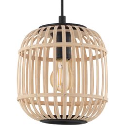 Eglo H&auml;ngeleuchte "BORDESLEY Pendellampe, E27, Stahl und Holz, Wohnzimmerlampe, Lampe", schwarz (schwarz, natur), 1, &Oslash; 21cm, Leuchten, Schlafzimmer, Esstischlampe, H110 x &Oslash;21cm, schwarz, natur, 1X28W exkl., H&auml;ngeleuchte