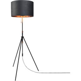 Paco Home Stehlampe "Naomi uni Color", schwarz, H: 176,5cm, Leuchten, Wohnzimmer Höhenverstellbar 121,5 bis 176,5 cm Zugschalter Velour, Stehlampe