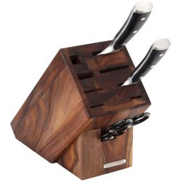 Messerblock CONTINENTA, braun (holzfarben), B:11,5cm H:22cm L:22cm, Messerbl&ouml;cke, Messerblock, Akazie, 22x11,5x22cm