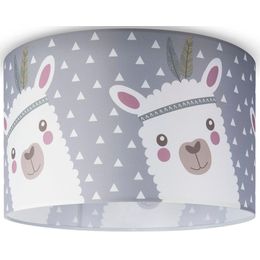 Paco Home Deckenleuchte "Ela 214", wei&szlig;, 1, &Oslash; 45,5cm H: 29,5cm, Leuchten, Kinderlampe Deckenlampe LED Kinderzimmer Lampe Lama-Motiv, E27, Kinderlampe