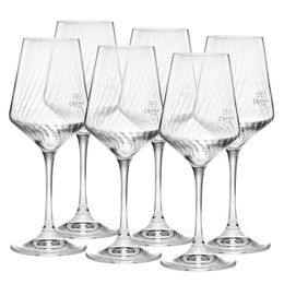 Weinglas Van Well "Eva, Weingläser 45 cl geeicht, 6 Stück", transparent, H:24,5cm Ø:9,5cm, Kristallglas, Trinkgefäße, Weinglas, Relief-Optik, spülmaschinengeeignet