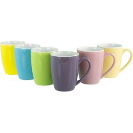 Becher Creatable "Universal Fresh Bicolor, Becher 35 cl, 6-tlg.", bunt, 6 Stk., Steinzeug, Trinkgef&auml;&szlig;e, Becher, Frische Farben