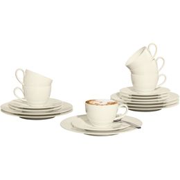 Kaffeeservice Seltmann Weiden "Geschirr-Set, Service Zoè", beige (creme), 18 Stk., Porzellan, Geschirr-Sets, Kaffeeservice, Tassen, Teller, Untertassen, Made in Germany, 18 Teile, für 6 Personen