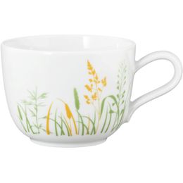 Tasse Seltmann Weiden "Liberty - Meadow Grasses green", weiß (weiß, grün, curry), B:8,7cm H:6,4cm Ø:11,6cm, Porzellan, Trinkgefäße, Tasse, Kaffeeobertasse 0,26 l