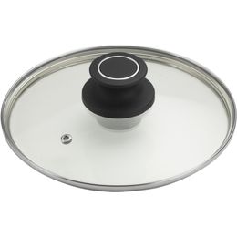 Pinti Inox Deckel PINTINOX "Power", schwarz (transparent, edelstahlfarben, schwarz), Ø:22cm, Edelstahl, Glas, Kunststoff, Deckel, Pfannendeckel Topfdeckel, Glas mit Kunststoffknauf, spülmaschinengeeignet