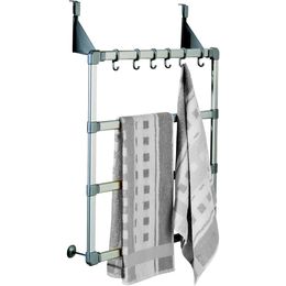 Handtuchhalter Ruco "f&uuml;r T&uuml;r, Duschkabine und Wand", silbergrau, B:67cm H:66cm T:15cm, Aluminium, Kunststoff, Handtuchhalter, Handtuchhalter, Handtuchstange, Ohne Bohren, Duschkabinentrockner, Made in Germany