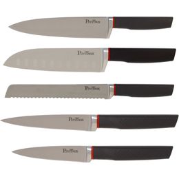 Pinti Inox Messer-Set PINTINOX "Living", schwarz (edelstahlfarben, schwarz), Edelstahl, Kunststoff, Kochmesser-Sets, Edelstahl, sp&uuml;lmaschinengeeignet
