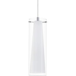 Eglo H&auml;ngeleuchte "PINTO Pendellampe, E27, IP20, Stahl und Glas, Esstischlampe, Lampe", wei&szlig; (chromfarben, wei&szlig;), 1, Leuchten, H&auml;ngeleuchte, H110 x &Oslash;11 cm, chrom, 1X40W exkl., Esstischleuchte, H&auml;ngeleuchte