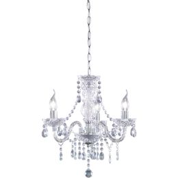 REALITY LEUCHTEN Kronleuchter, silber (silberfarben), 3, &Oslash; 39cm H: 44,5cm, Leuchten, H&auml;ngelampe 3-flammig, klarer Kristallbehang aus Acryl, &Oslash; 46cm, Kronleuchter