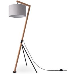 Paco Home Stehlampe "GALLOW", braun (holzfarben), 1, Ø 38cm H: 160cm, Leuchten, Modern Wohnzimmer Dreibein Holz Metall Vintage E27 Galgen, Stehlampe