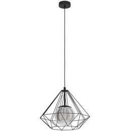 Eglo Hängeleuchte "VERNHAM Pendellampe, Stahl und Glas, E27, IP20, Esszimmerlampe, Lampe", schwarz, 1, Ø 44,5cm H: 110cm, 1 Stk., Leuchten, Pendelleuchte, Wohnzimmerlampe, H110 x Ø44,5 cm, schwarz, 1X40W exkl., Hängeleuchte