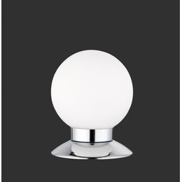 REALITY LEUCHTEN LED Tischleuchte "Princess", grau (chromfarben), 1, &Oslash; 10cm H: 13cm, 1 Stk., Leuchten, Nachttischlampe, Glaschirm Kugelform, Touch Dimmer, warmwei&szlig; 3000 K, LED Tischleuchte