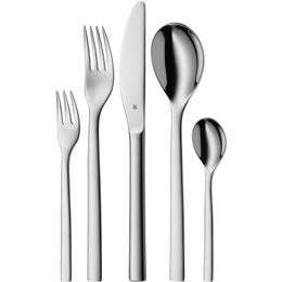 Besteck-Set WMF "Atria", silber (edelstahlfarben), 30 Stk., Cromargan Edelstahl Rostfrei 18/10, Essbesteck-Sets, poliert, mit soliden Monobloc Tafelmessern
