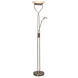 Brilliant LED Deckenfluter "Ollie", grau (messingfarben), 2, &Oslash; 32cm H: 180cm, Leuchten, Lesearm, H 180cm, dimmbar, 2500lm, warmwei&szlig;, antik messingfarben, LED Deckenfluter