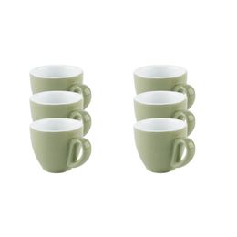 Espressotasse APS "6er Set Espresso Tassen -SNUG-", grün, H:5,5cm Ø:6cm, Porzellan, Trinkgefäße, Espressotasse, für Heißgetränke aller Art geeignet